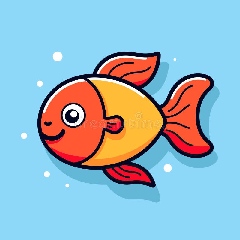 Vector of a Cheerful Goldfish with a Big Smile on a Simple Vector Icon ...