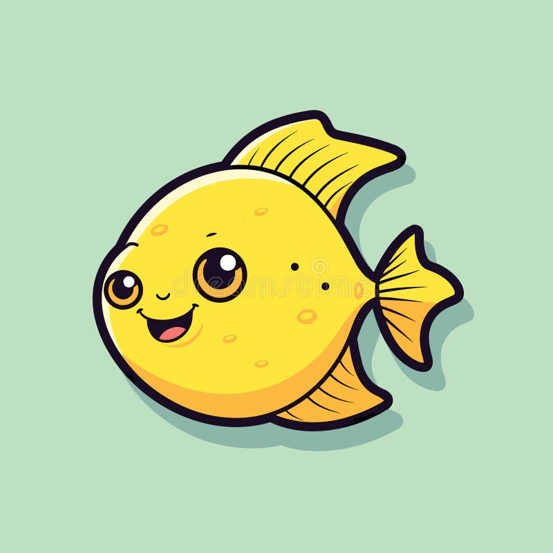 Vector of a Cheerful Yellow Fish with a Contagious Smile Stock Vector ...