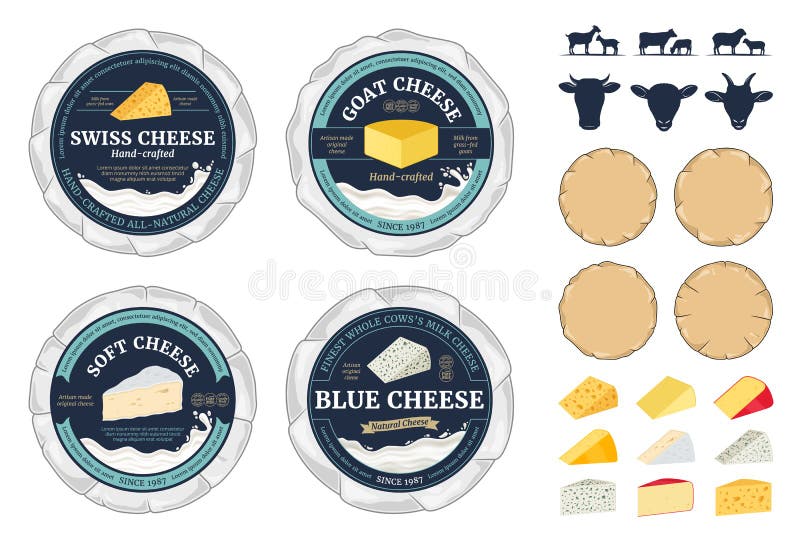 Vector Cheese Labels and Design Elements Stock Vector - Illustration of ...