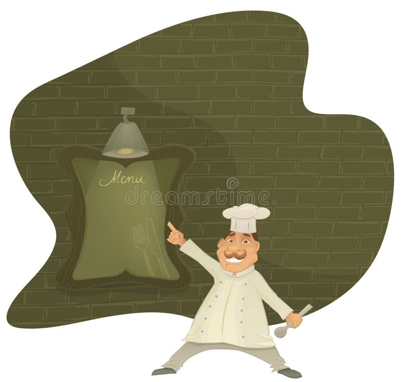 Vector Chef with menu stock vector. Illustration of kitchen - 21261587