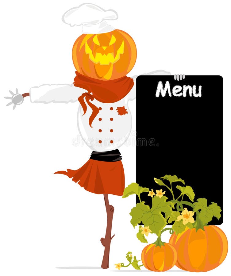 Vector chef-scarecrow stock vector. Illustration of dishes - 20960396