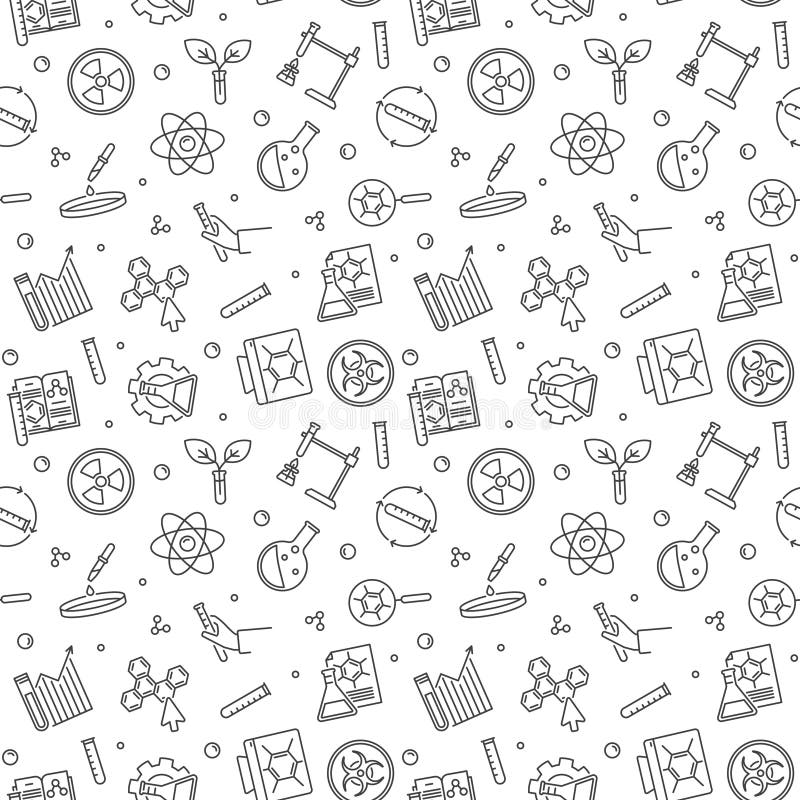 Vector Chemistry Seamless Background. Chemical Concept Linear Pattern ...