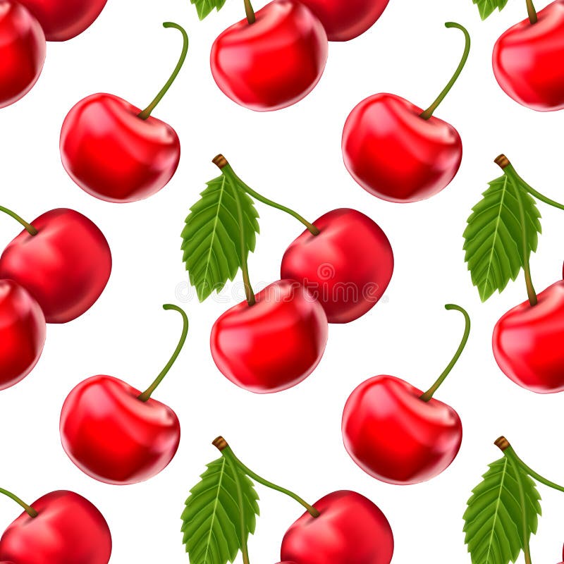 Vector Cherries Seamless Background Stock Vector - Illustration of ...