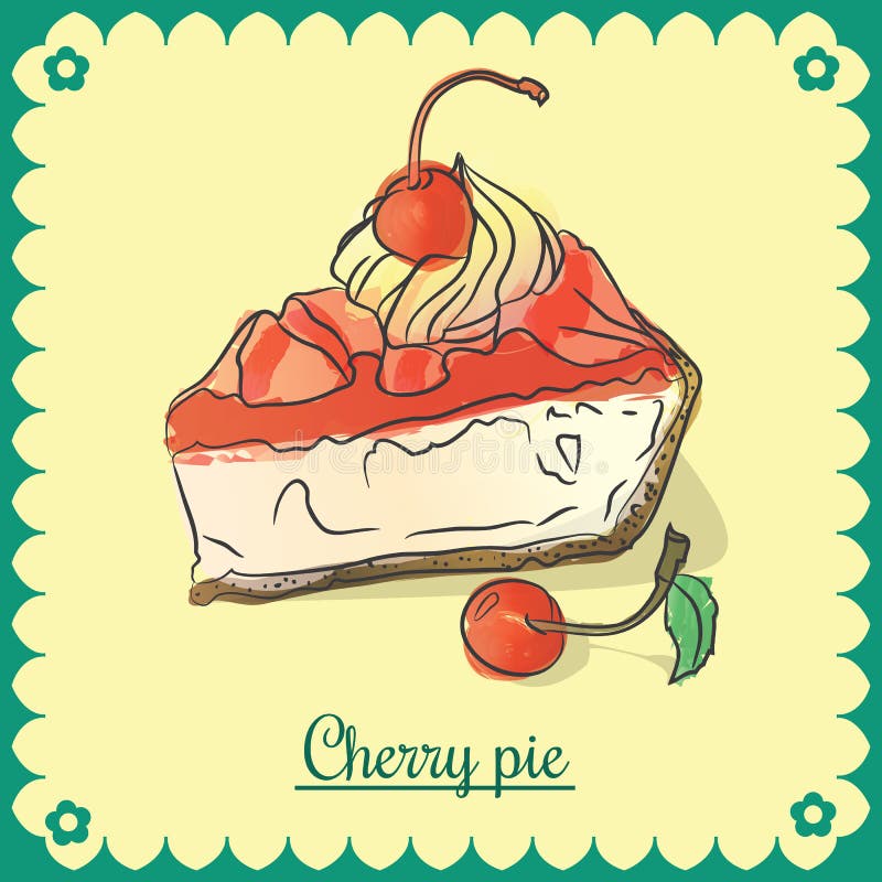 Retro cartoon cherry pie stock vector. Illustration of texture - 37581617