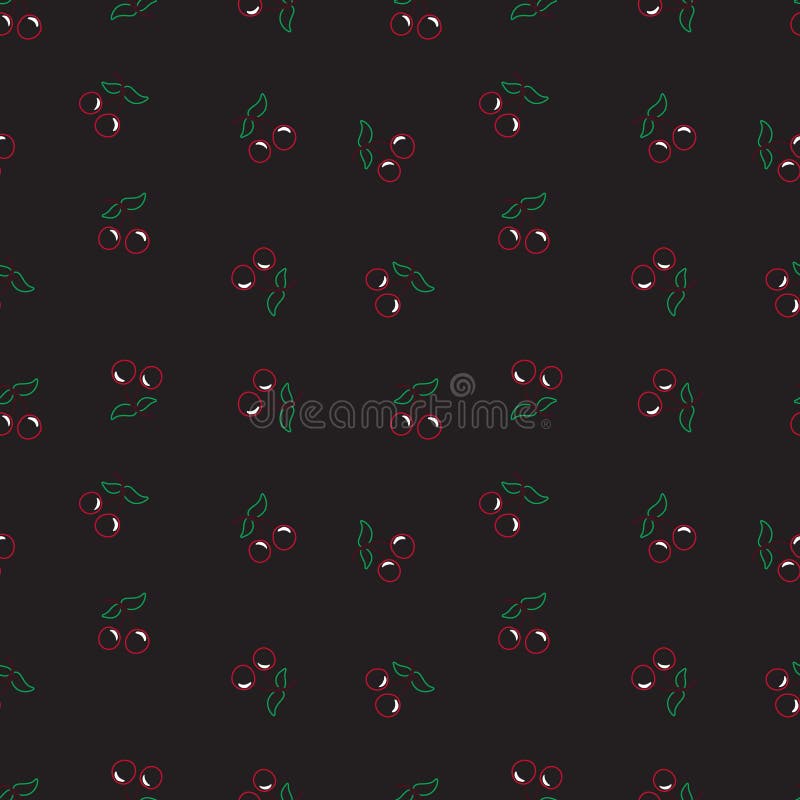 Cherry Seamless Pattern on Dark Blue Background EPS 10 Vector Stock Vector - Illustration of ...