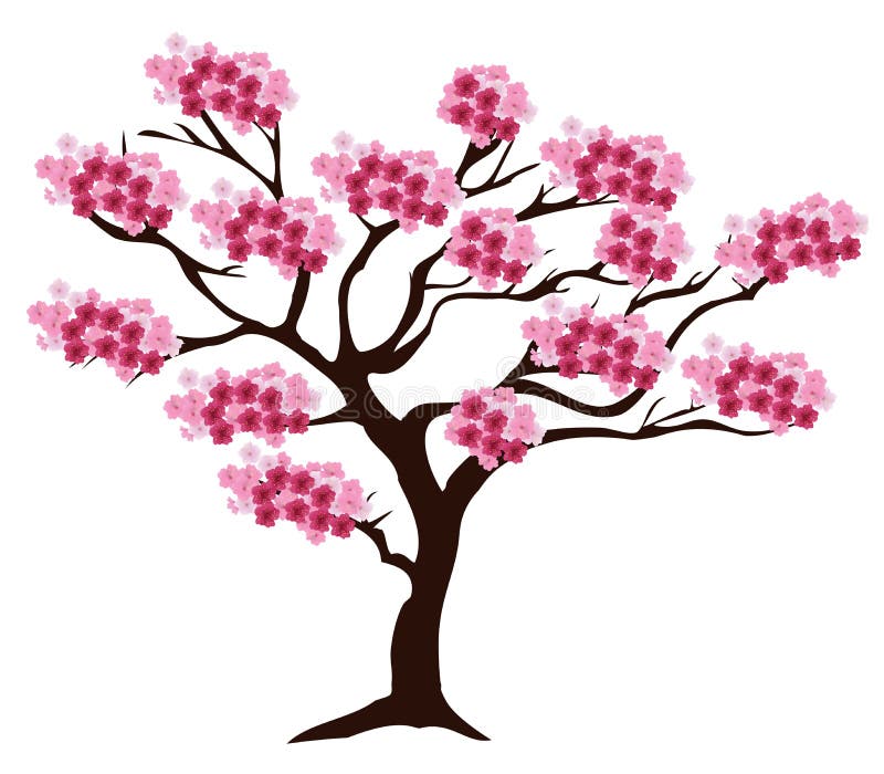 Cherry tree stock vector. Illustration of beautiful, silhouette - 17415435