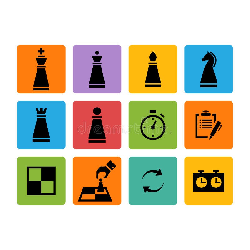 Vector Chess Pieces Black Icons Set Stock Vector - Illustration of ...