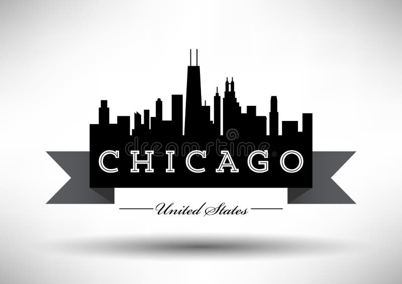 Vector Chicago Skyline Design Stock Vector - Illustration of building ...