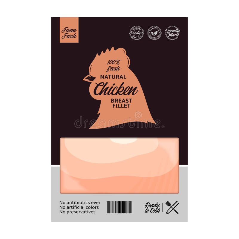 Vector Chicken Meat Packaging or Label Stock Vector - Illustration of ...