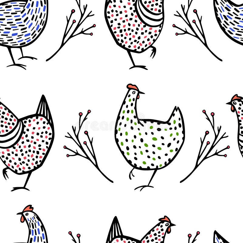 Vector chicken pattern stock vector. Illustration of agriculture ...