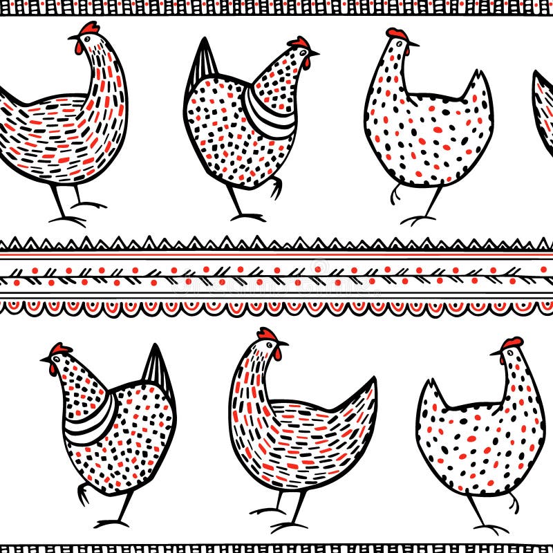 Hand drawn chickens stock vector. Illustration of bird - 119088495