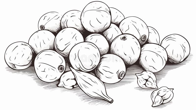 Vector Chickpea Drawing with Black Strokes on White Background Stock ...