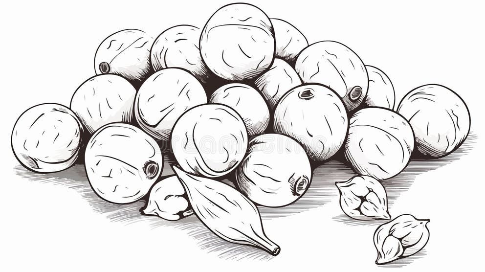 Vector Chickpea Drawing with Black Strokes on White Background Stock ...