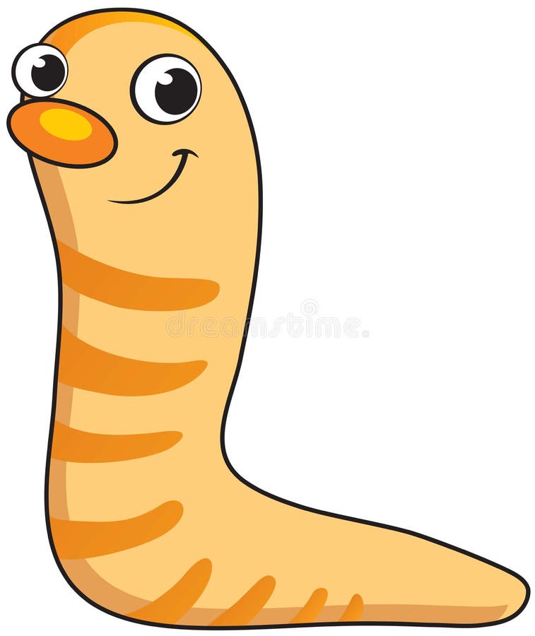 Vector Children Illustration Funny Worm Stock Vector - Illustration of ...