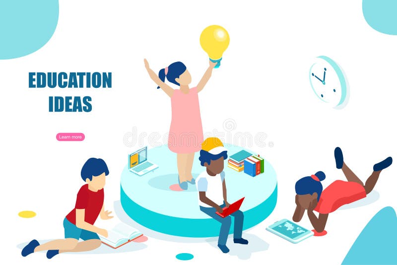 Vector of Children Learning Using Different Educational Tools Stock ...