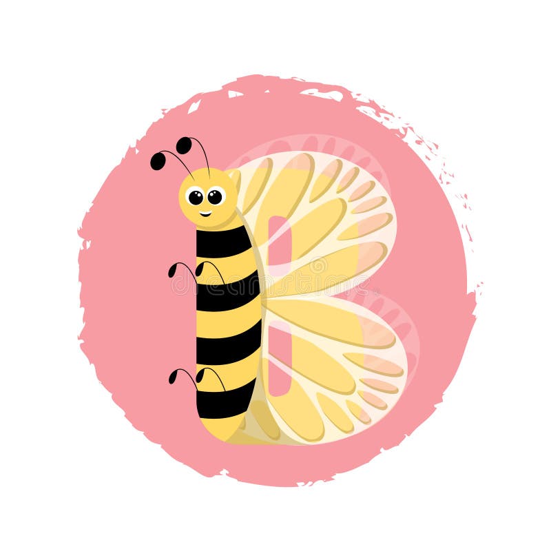 Vector Children S Alphabet, Cute Bee with Wings, Letter B Stock Vector ...