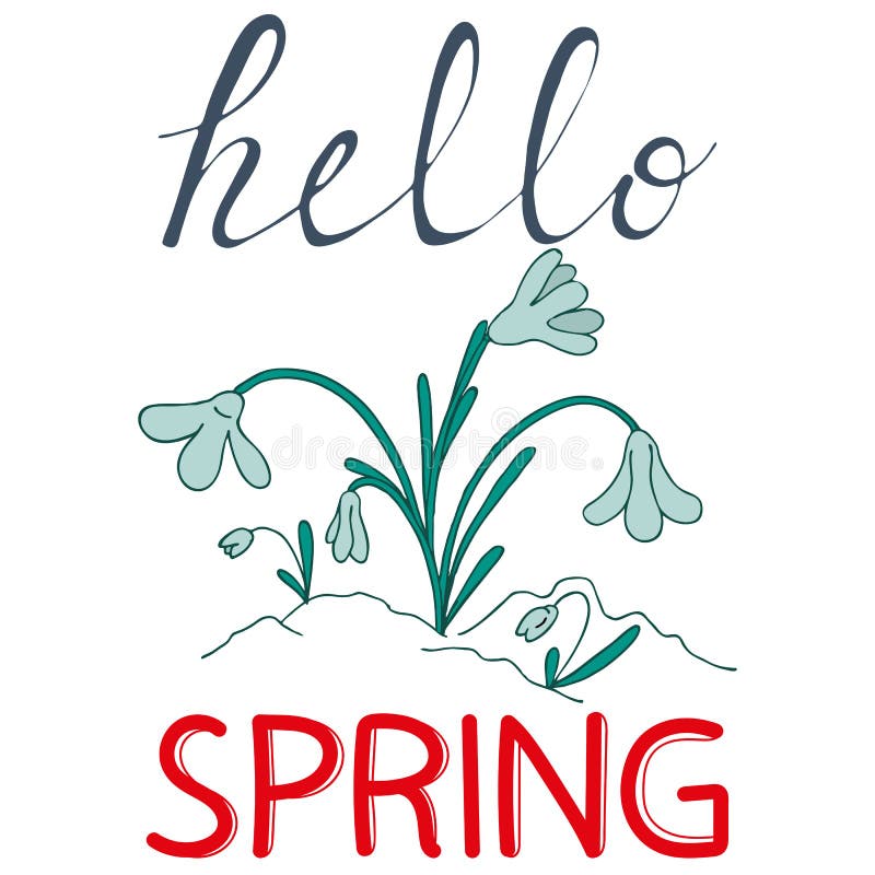 Vector Childrens Illustration in Doodle Style - Hello Spring Stock ...