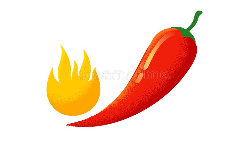 Vector Chilli Icon with Fire. Vector Logo with Red Chili with Flame ...
