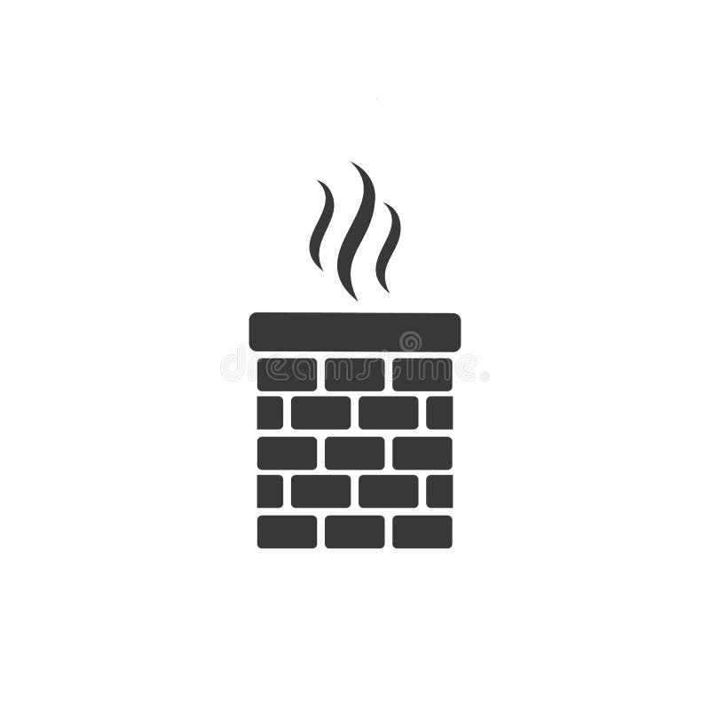Vector Chimney Icon in Flat Style on White Stock Vector - Illustration ...