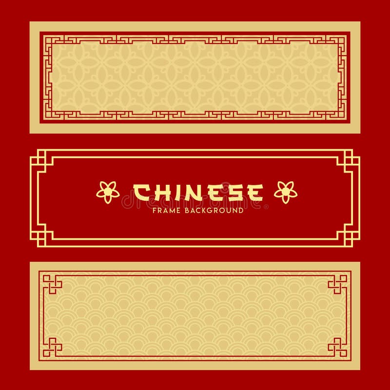 Vector Chinese Frame Banners Style Collections on Gold and Red Isolated ...