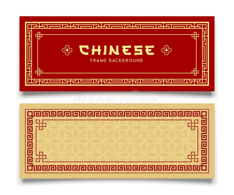 Vector Chinese Frame Banners Style Collections on Gold and Red Isolated ...