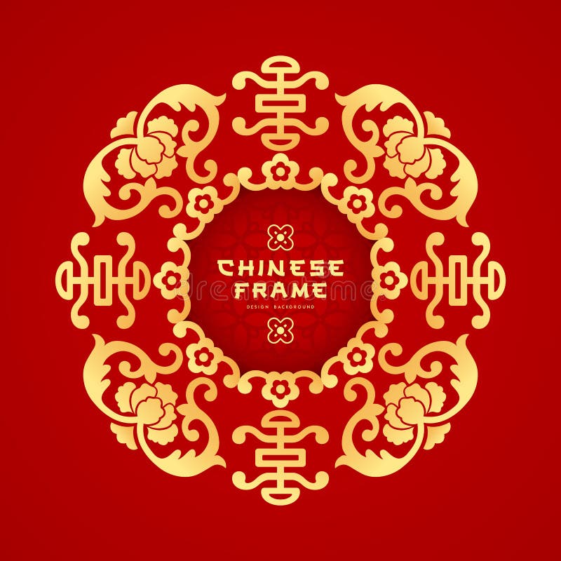 Vector Chinese Frame Banners Style Collections on Gold and Red Isolated ...
