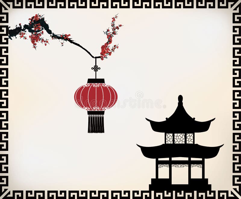 Chinese porcelain plate stock vector. Illustration of ornament - 65644494