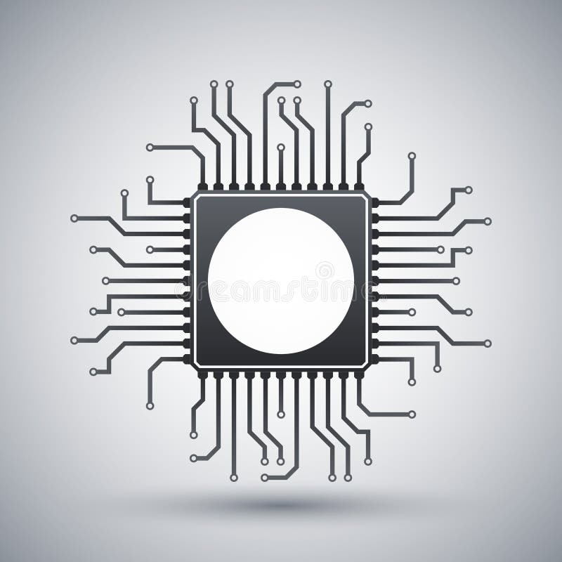 Computer Chip or Processor on Circuit Board with Conductive Tracks and ...