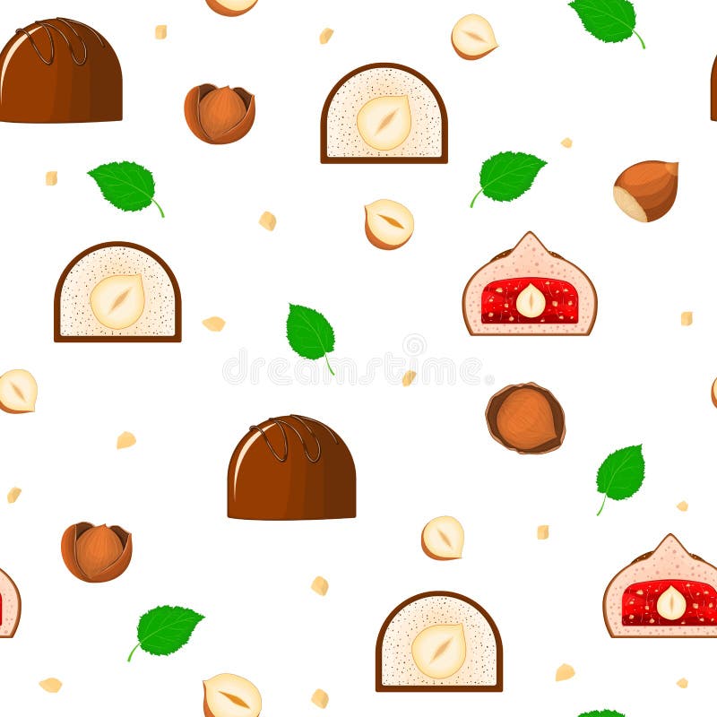 Chocolates with hazelnuts. stock vector. Illustration of vector - 49584633