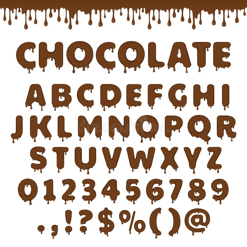 Vector Chocolate Letterhead Alphabet. Shiny, Glazed Letters Set Stock ...