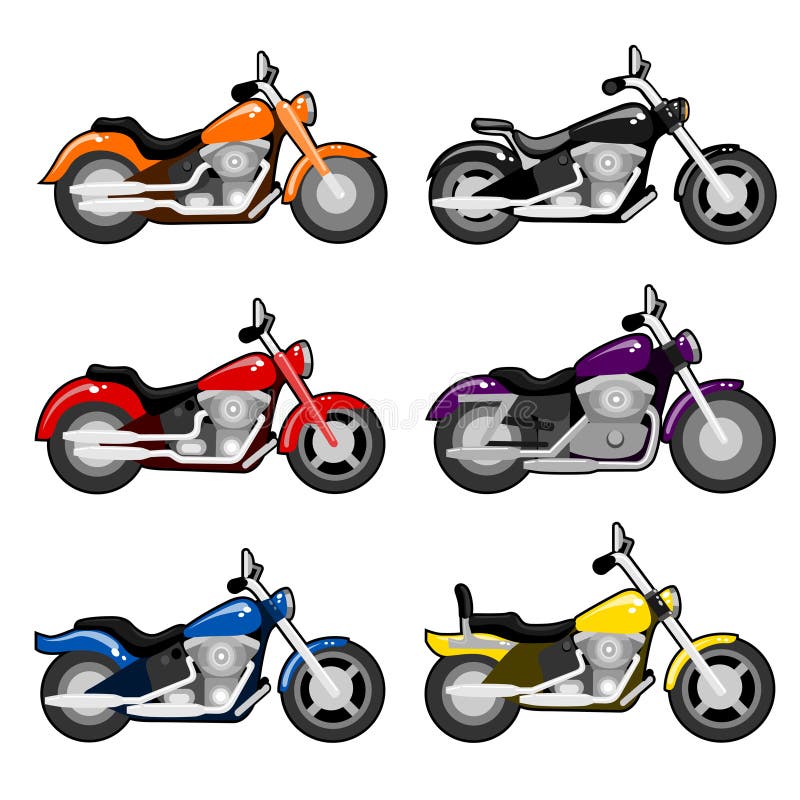 Vector Chopper Motorcycle Set Stock Vector - Illustration of silhouette ...