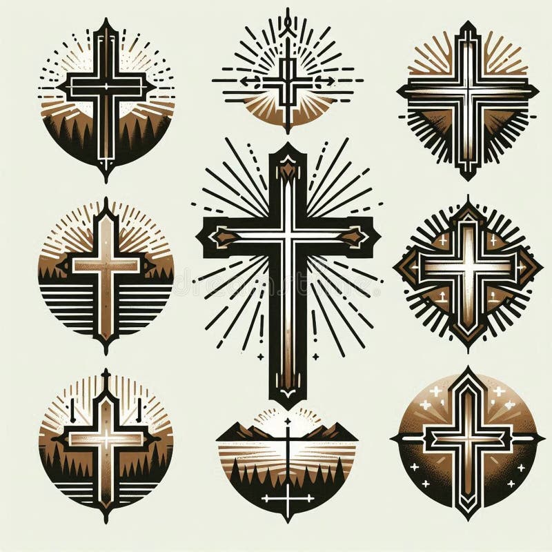 Vector - Christian Crosses and Symbols Set Collection Stock ...
