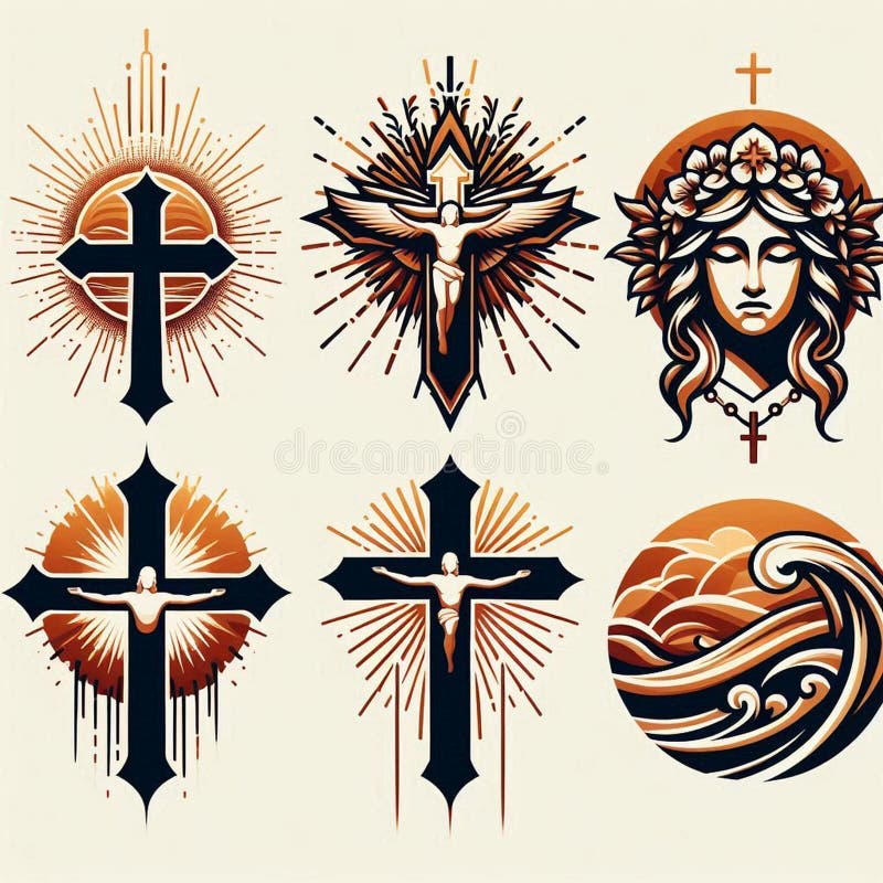 Christian Cross and Symbols Set Collection. Vector Stock Illustration ...