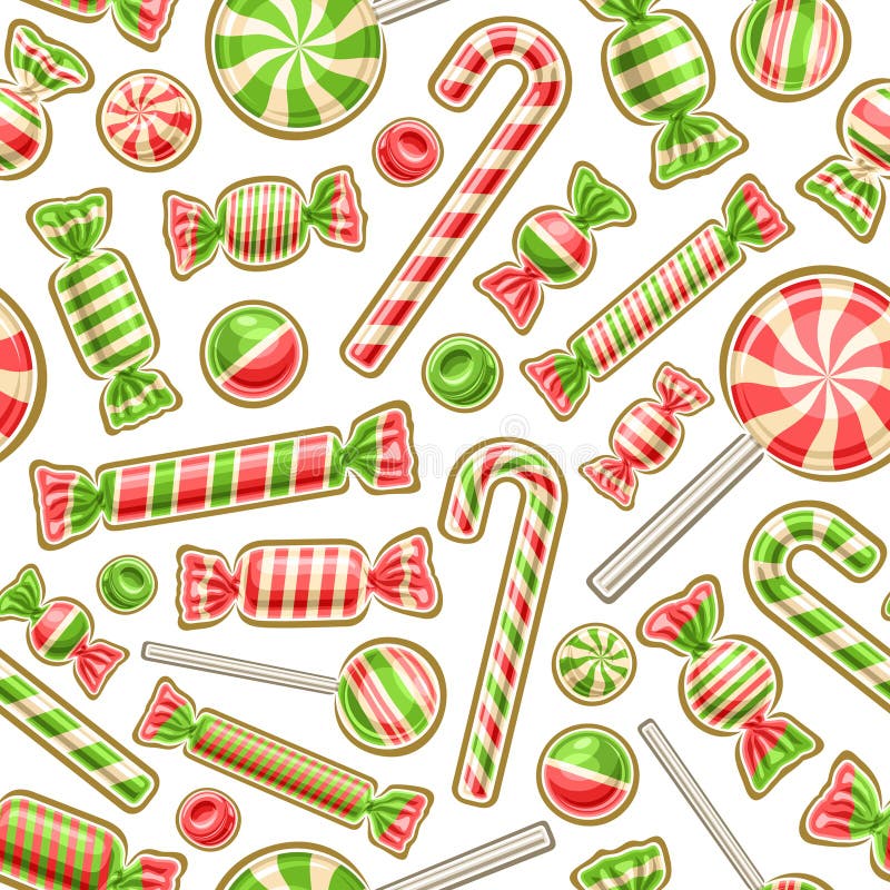 Vector Christmas Candy Seamless Pattern Stock Illustration ...
