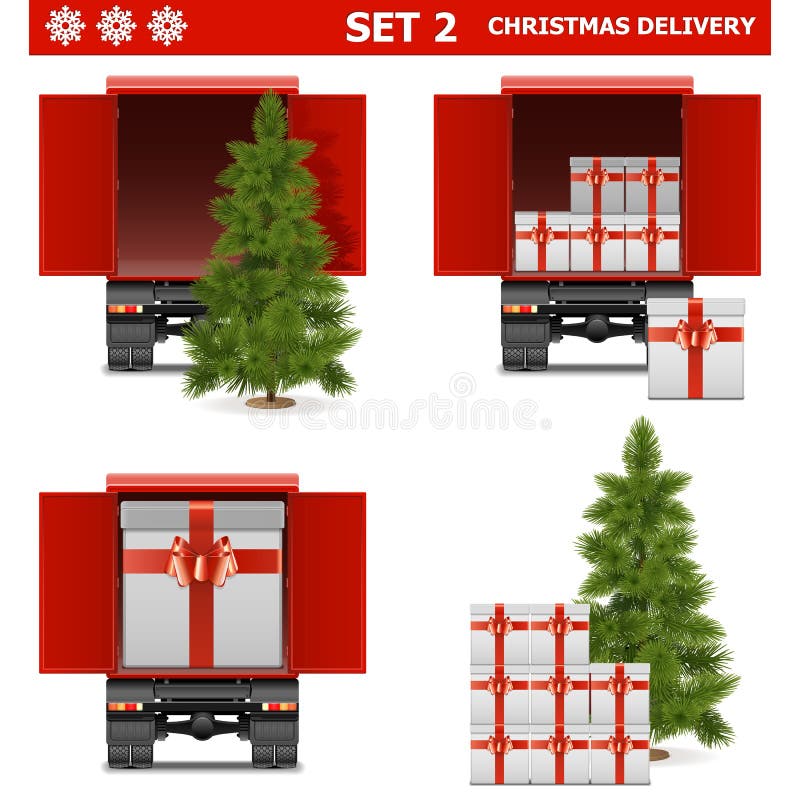 Vector Christmas Delivery Set 1 Stock Vector - Illustration of forklift ...