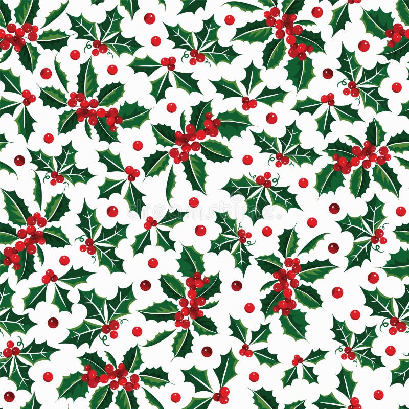 Vector Christmas Mistletoe Berry Seamless Repeat Pattern Background ...