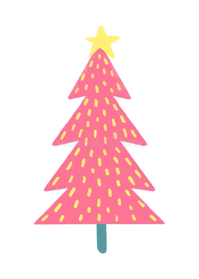 Vector Christmas and New Year Illustration with Pink Christmas Tree ...