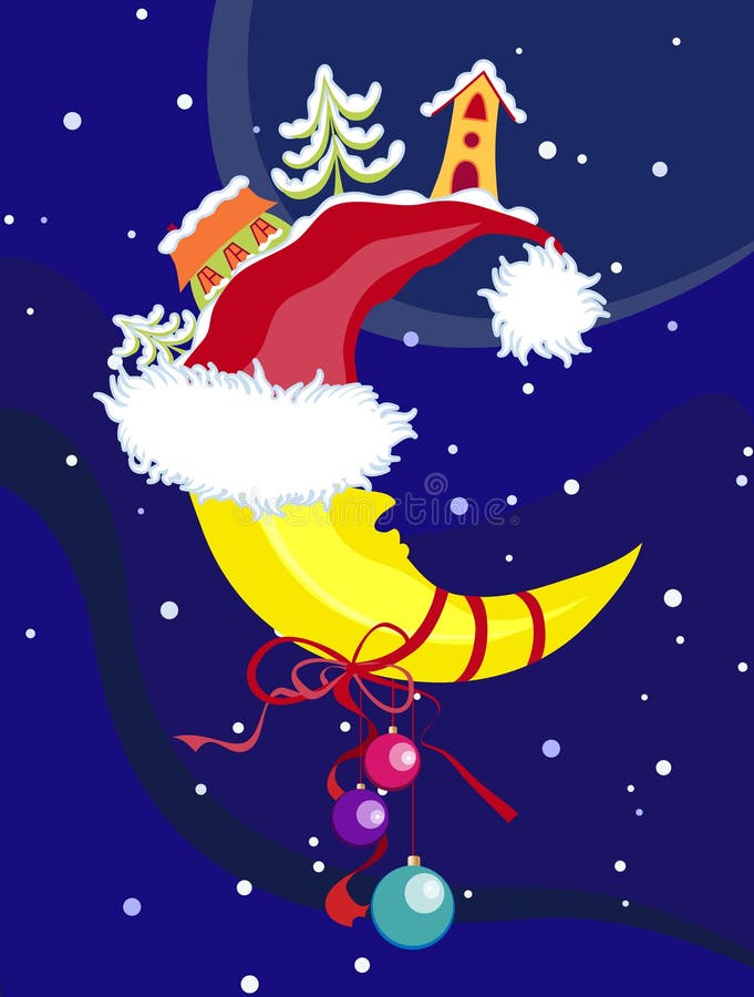 Vector Christmas & New-Year S Moon Stock Vector - Illustration of white ...
