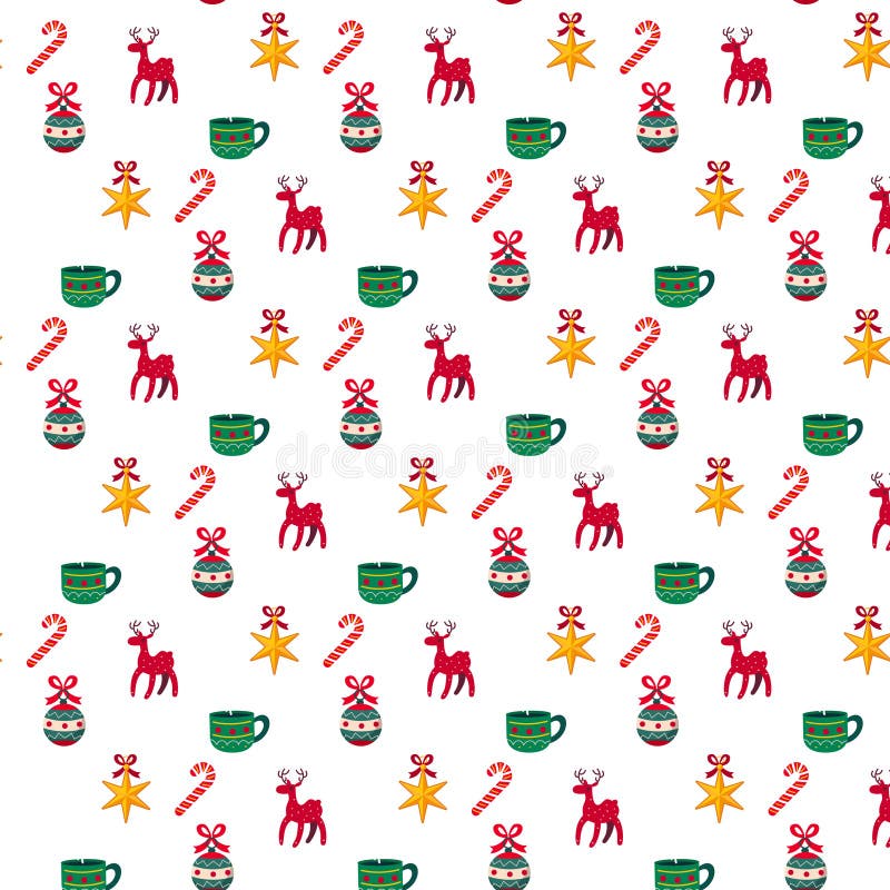 Vector Christmas and New Years Seamless Pattern Stock Illustration ...