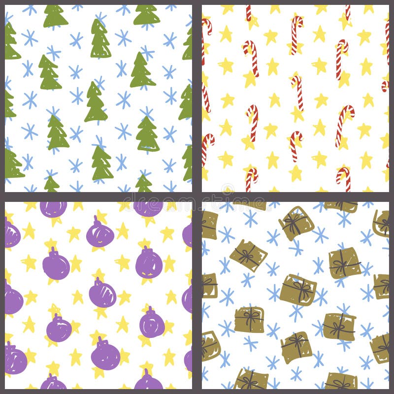 Vector Christmas Simple Pattern Set Stock Vector - Illustration of ...