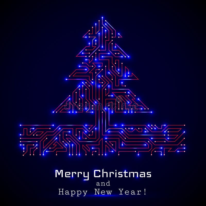Vector Electronic Christmas Tree Stock Vector - Illustration of ...