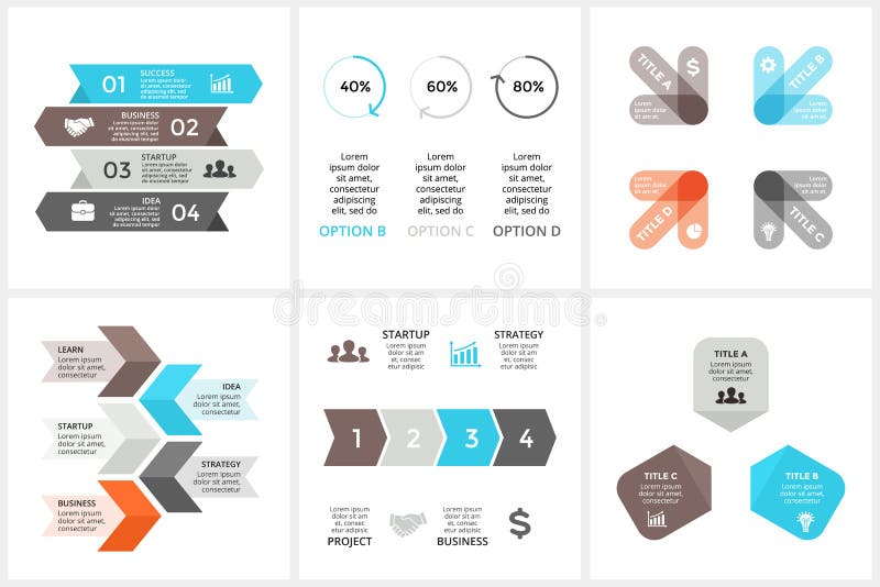 Process Chart. Arrows Diagram, Flowing Processes and Business Process ...