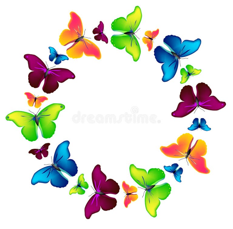 Vector Circle of the Butterflies Stock Vector - Illustration of cute ...