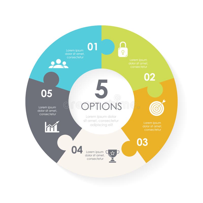 Puzzle Infographic Circle 5 Steps Stock Illustrations – 94 Puzzle ...