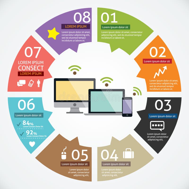Vector Circle Computer and Mobile Device Concepts Stock Vector ...
