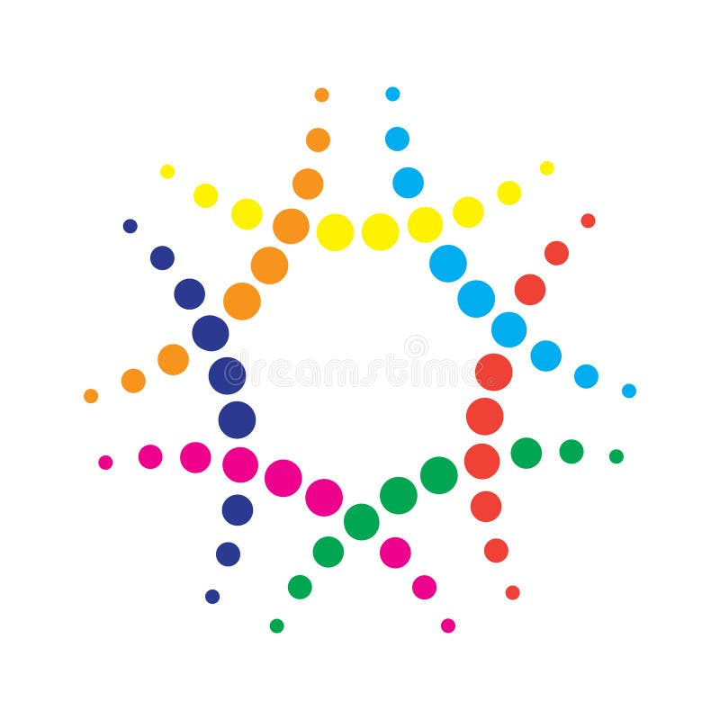 Vector Circle Dotted Colorful Icon Isolated on White Background. Circle ...