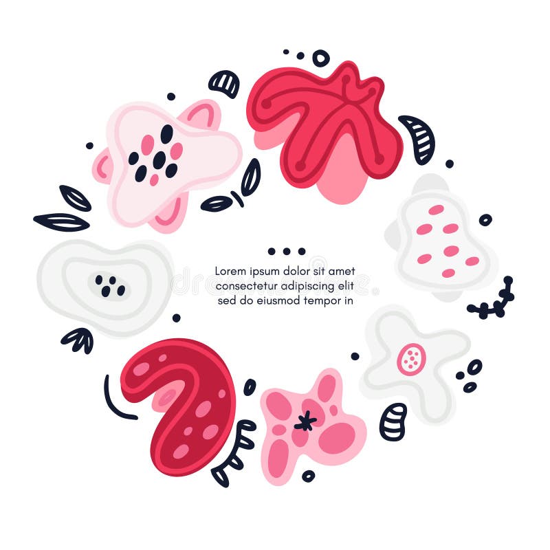 Vector Circle Floral Frame Includes Hand Drawn Abstract Shapes with ...