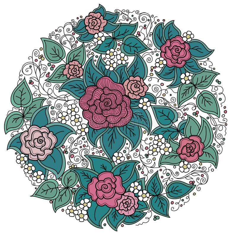 Vector Round Floral Pattern Stock Vector - Illustration of rosette ...