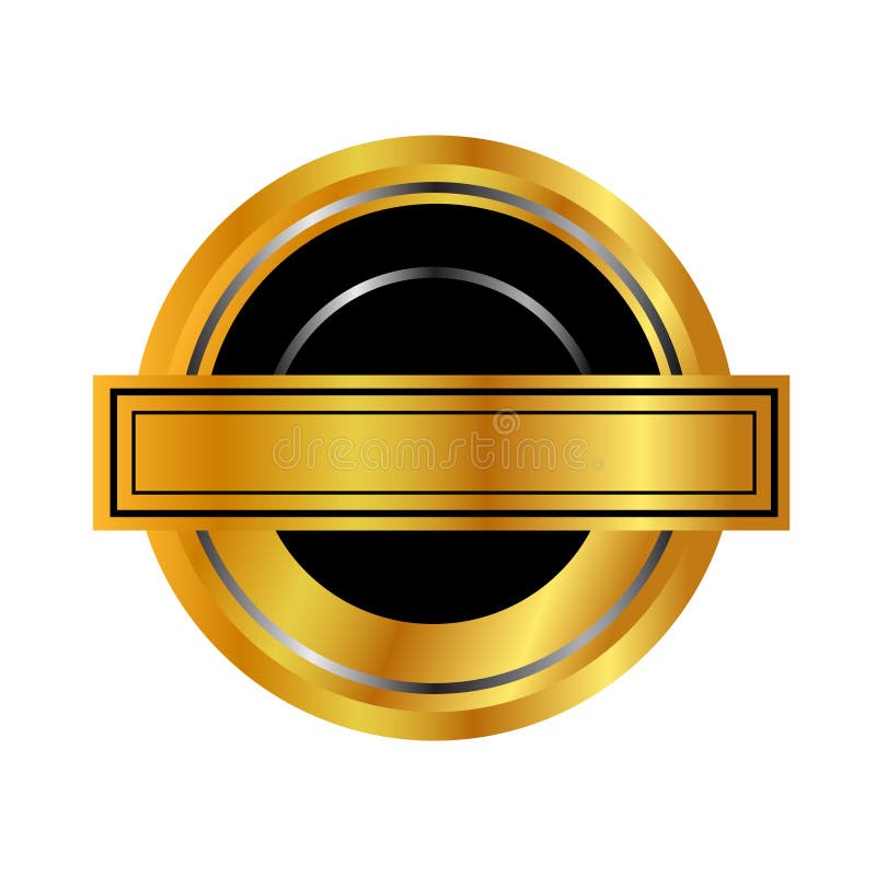 Simple Vector Circle Golden Blank Badge, Isolated on White Stock Vector ...