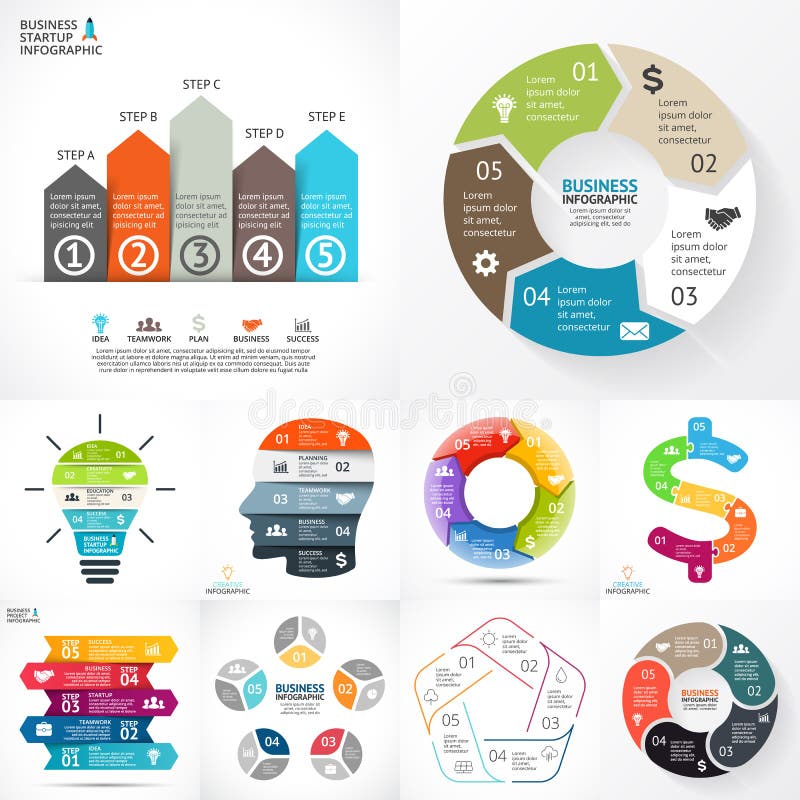 Vector Circle Infographic Set. Business Diagrams, Arrows Graphs, Linear ...